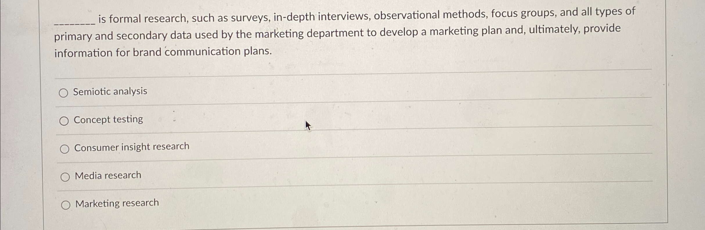 Solved q, ﻿is formal research, such as surveys, in-depth | Chegg.com