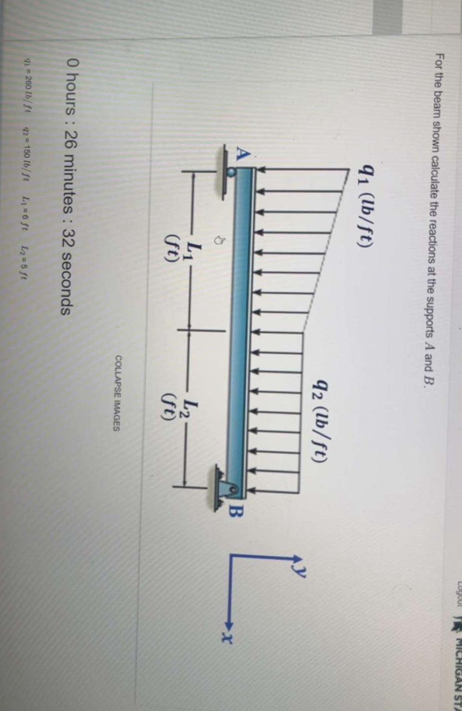 Solved For the beam shown calculate the reactions at the | Chegg.com