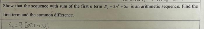 Solved Show that the sequence with sum of the first \\( n | Chegg.com