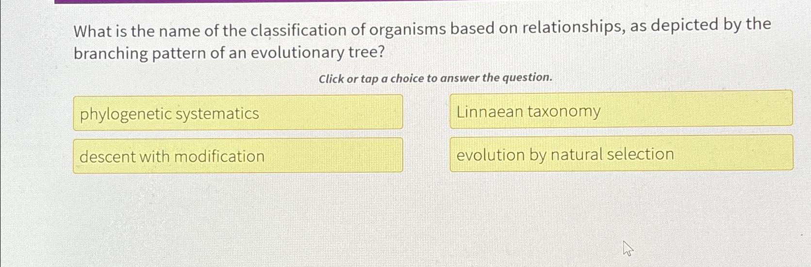 Solved What is the name of the classification of organisms | Chegg.com
