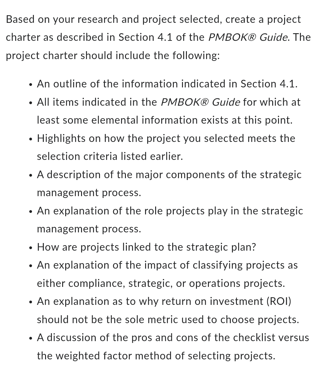Solved ased on your research and project selected, create a | Chegg.com