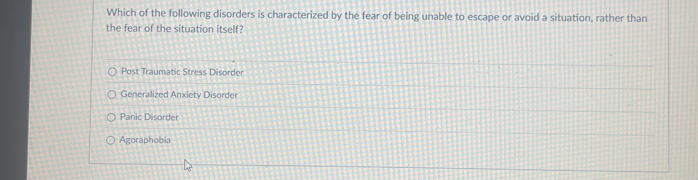 Solved Which of the following disorders is characterized by | Chegg.com