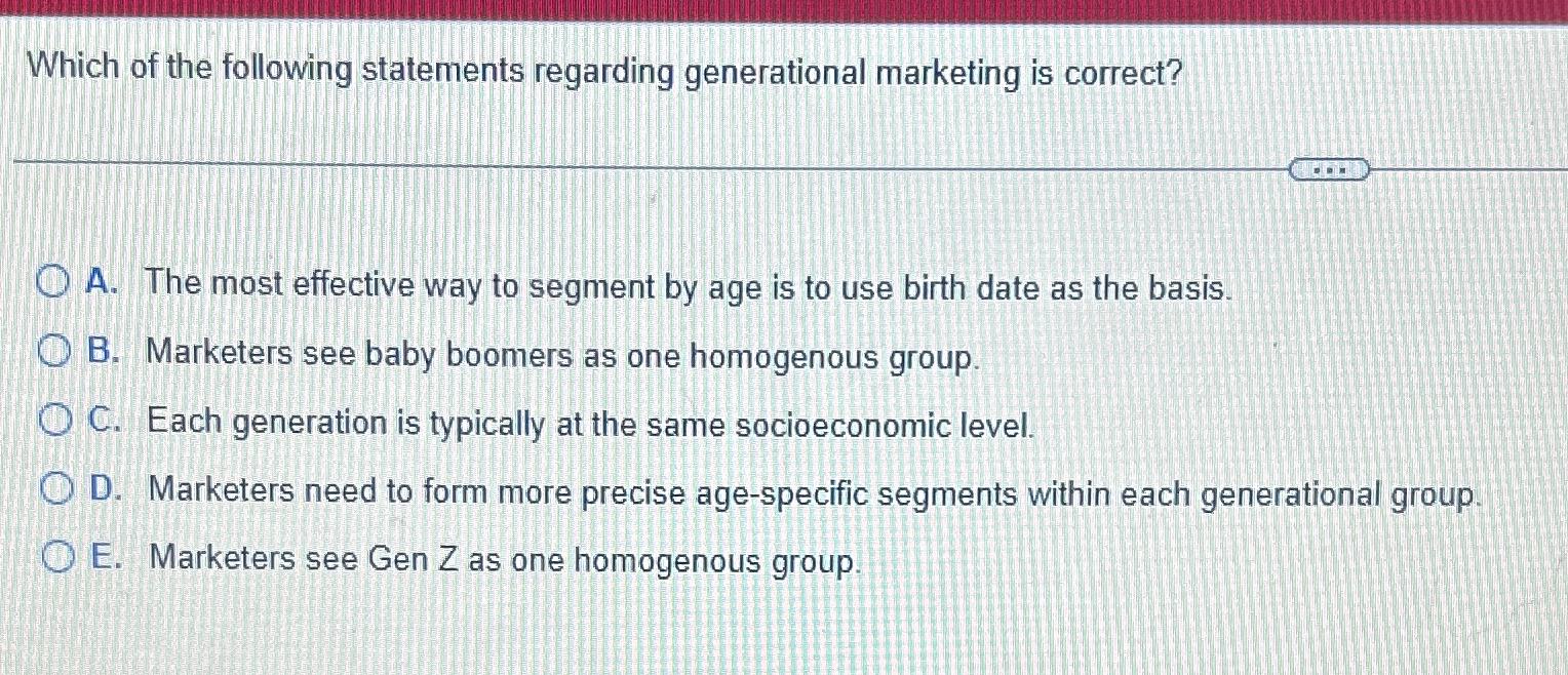 Solved Which of the following statements regarding | Chegg.com