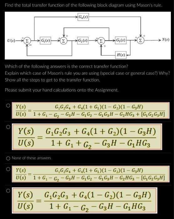 Solved Find the total transfer function of the following | Chegg.com