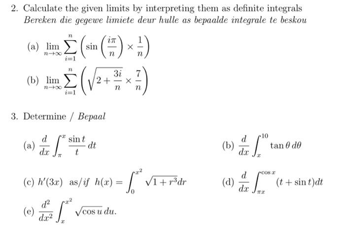 Solved 2. Calculate the given limits by interpreting them as | Chegg.com