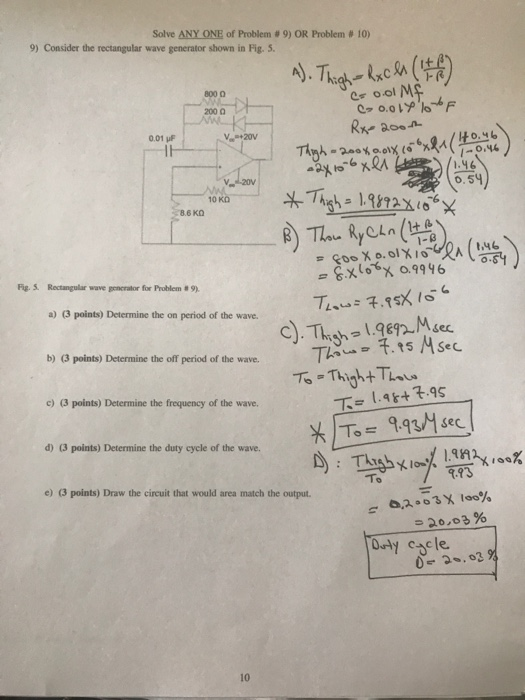 Solved Solve ANY ONE of Problem #9) OR Problem # 10) 9) | Chegg.com