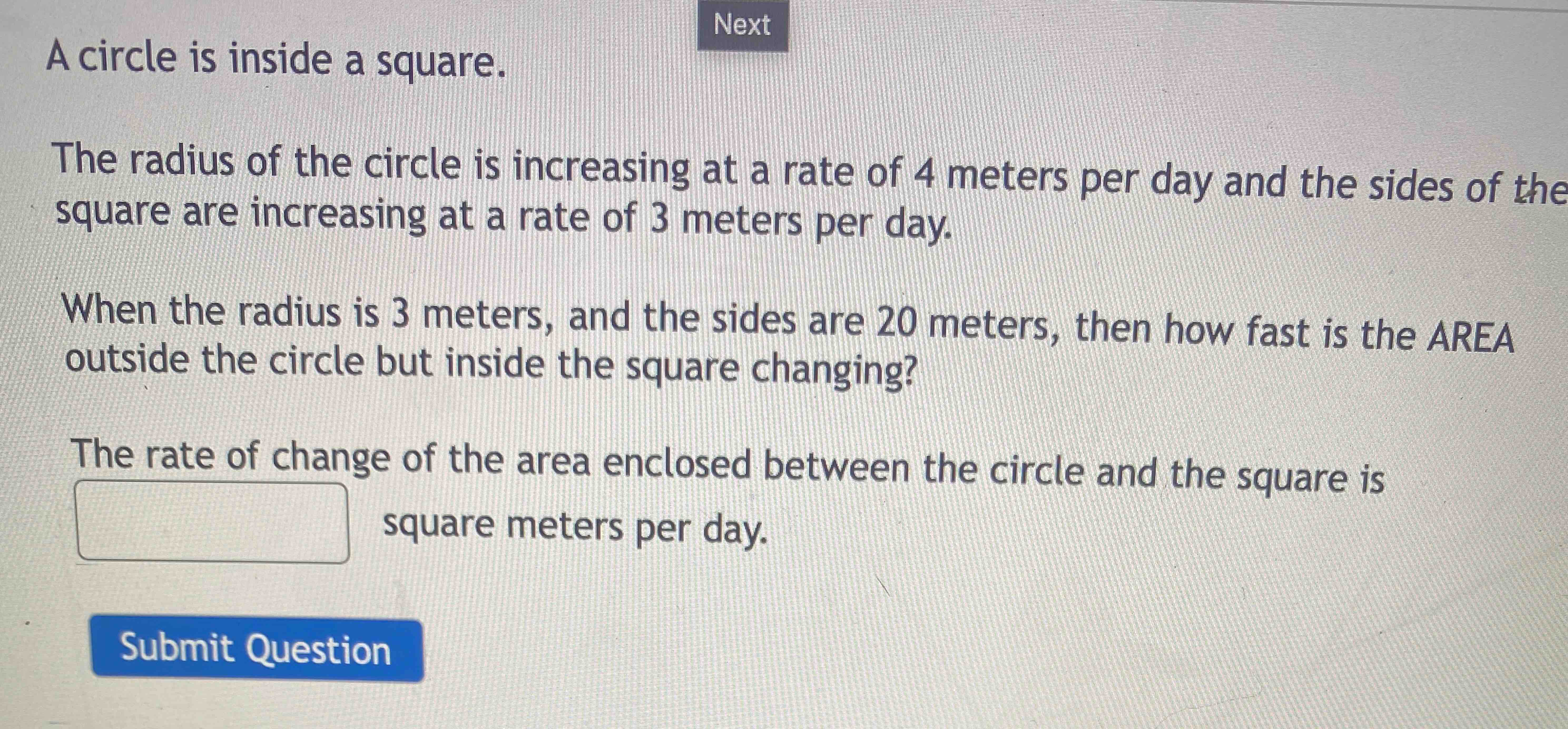 Solved A circle is inside a square.The radius of the circle | Chegg.com