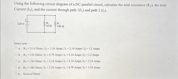 Solved Using the following circuit diagram of a DC parallel | Chegg.com