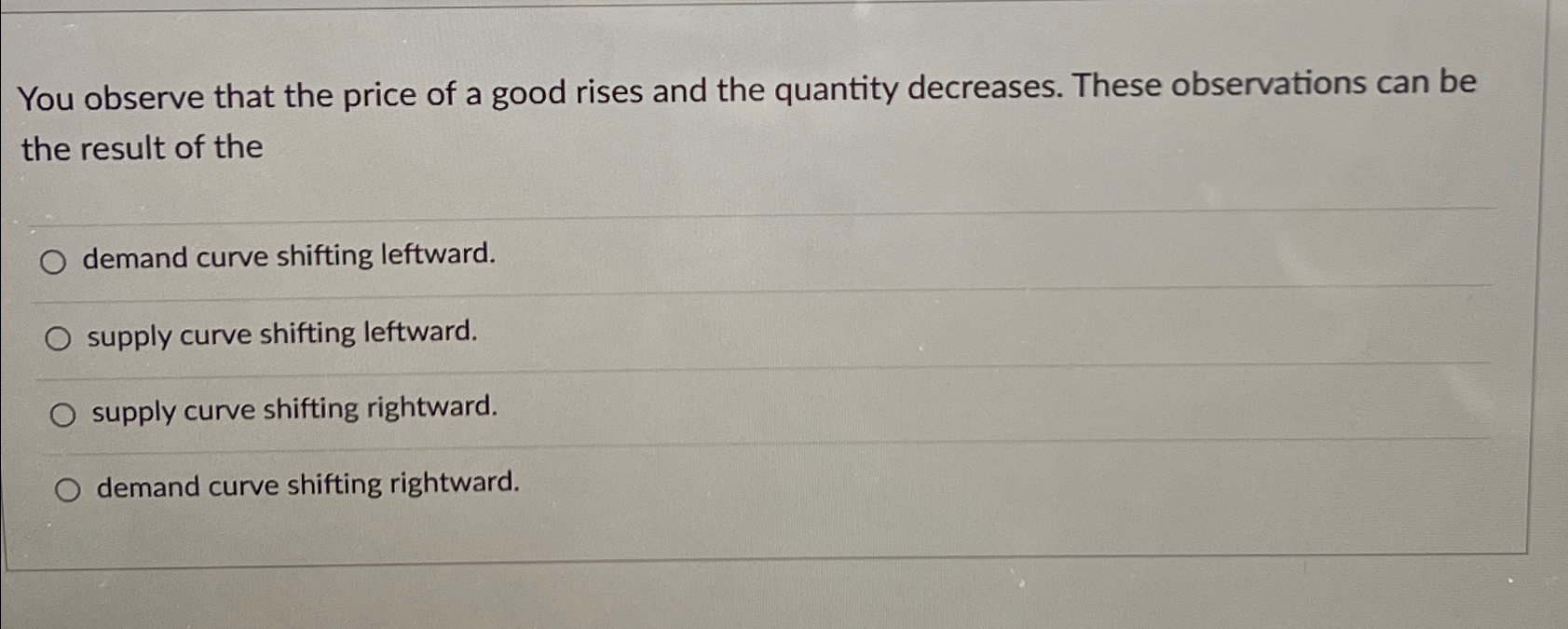 Solved You observe that the price of a good rises and the | Chegg.com