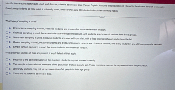 Solved Identify the sampling techniques used, and discuss | Chegg.com