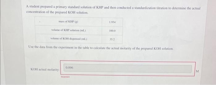 Solved A student prepared a primary standard solution of KHP | Chegg.com