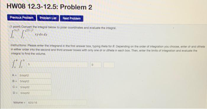 Solved HW08 12.3-12.5: Problem 2 Previous Problem Problem | Chegg.com