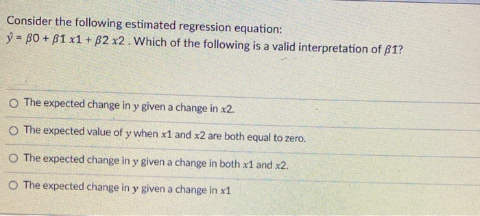 Solved Consider the following estimated regression equation: | Chegg.com