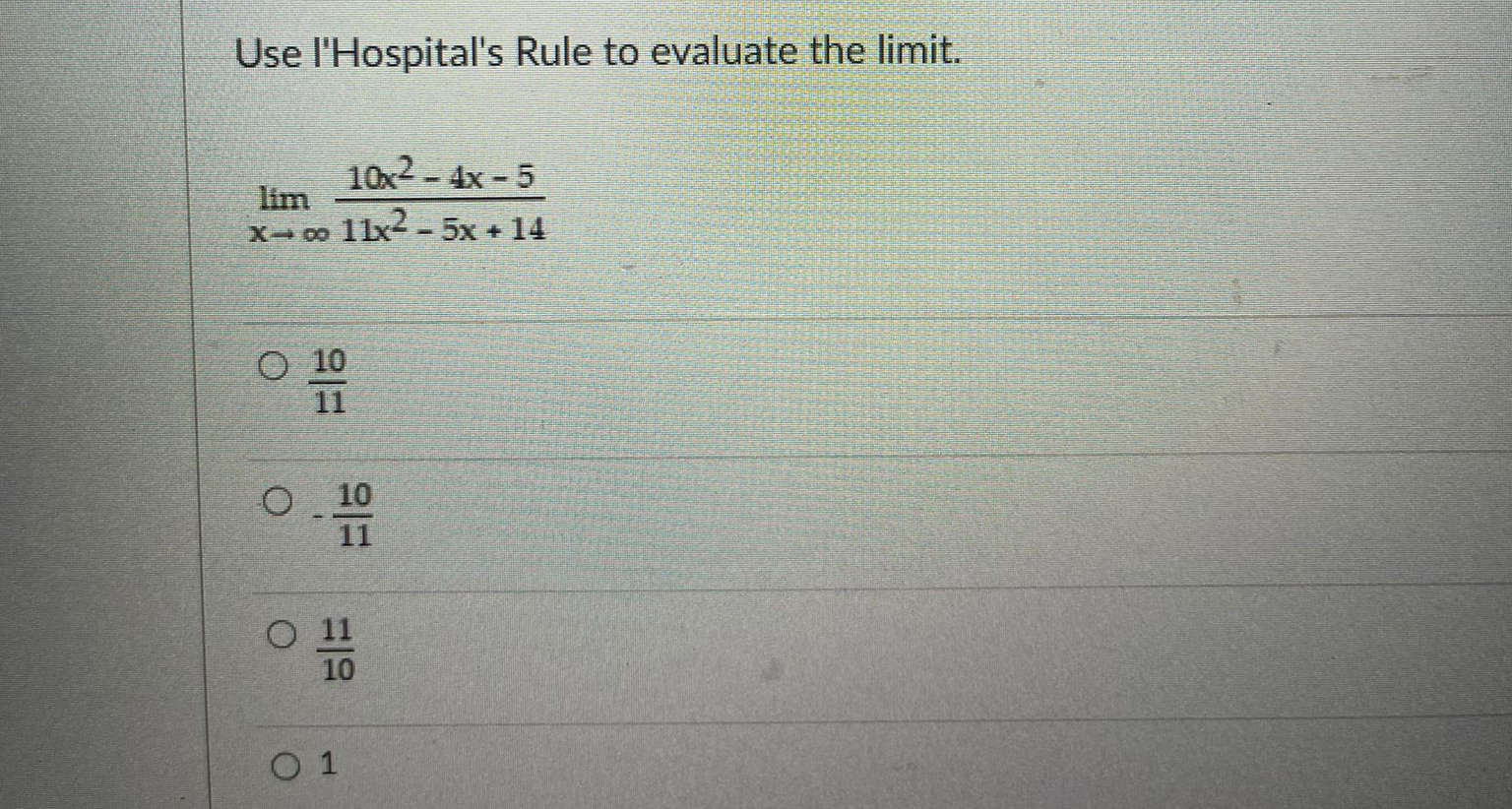 Solved Use l'Hospital's Rule to evaluate the | Chegg.com
