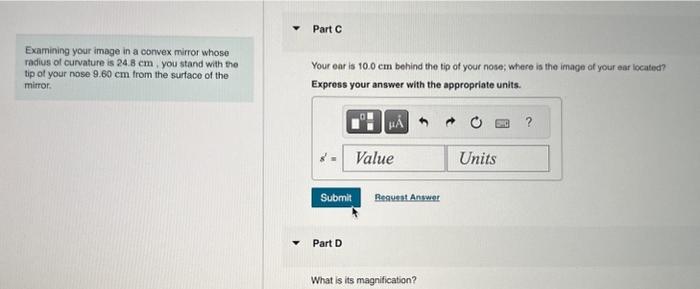Solved Examining your image in a convex mirror whose radius | Chegg.com