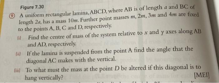 Solved (9) A uniform rectangular lamina, ABCD, where AB is | Chegg.com