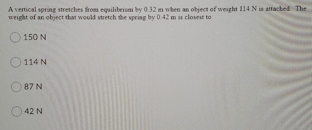Solved A vertical spring stretches from equilibrium by 0.32 | Chegg.com
