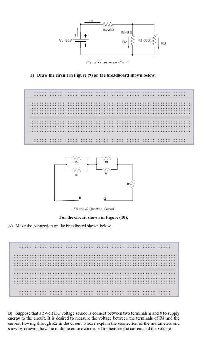 Solved Draw the circuit in Figure (9) ﻿on the breadboard | Chegg.com