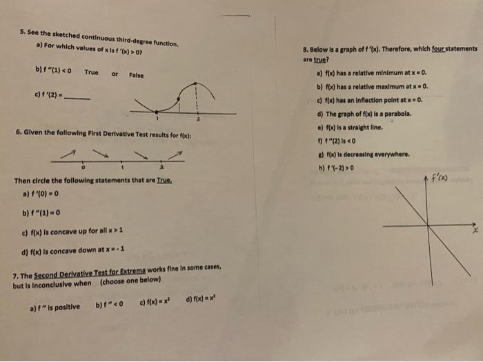 Solved 5. See the sketched continuous third-degree function. | Chegg.com