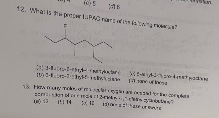 Solved 12. What is the proper IUPAC name of the following | Chegg.com