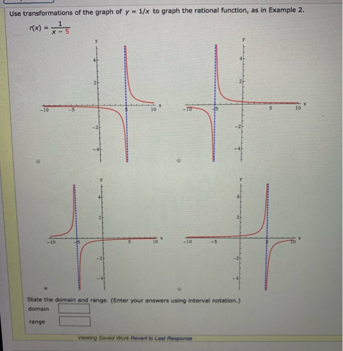 Solved Use transformations of the graph of y = 1/x to graph | Chegg.com