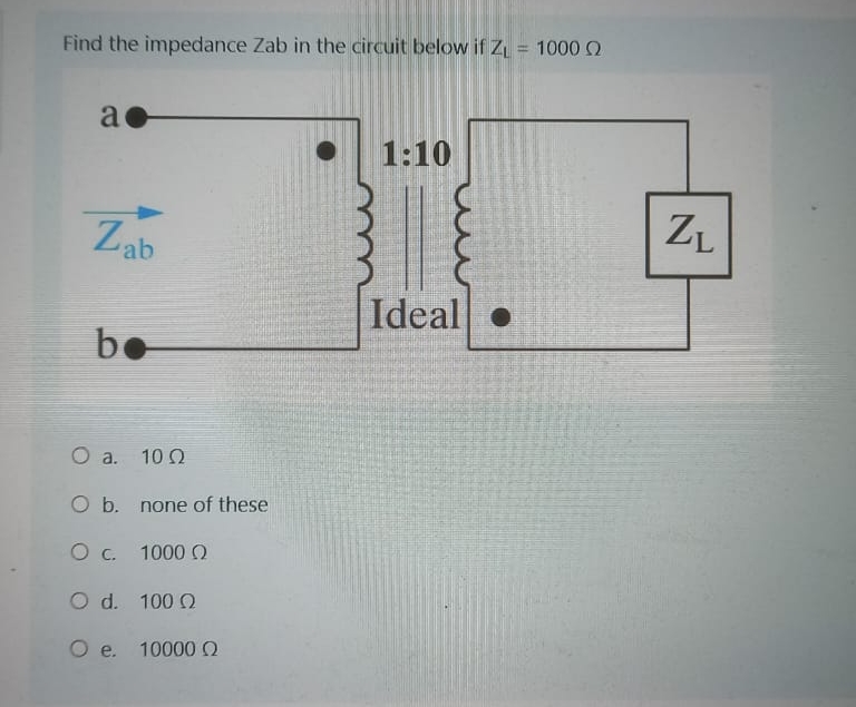 Solved Find the impedance Zab in the circuit below if | Chegg.com