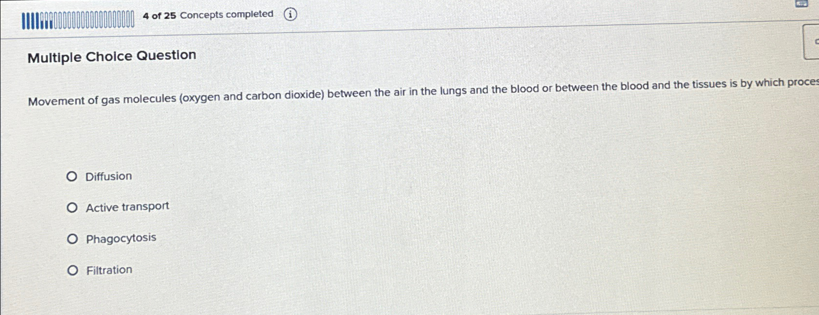 Solved 4 ﻿of 25 ﻿Concepts completed(i)Multiple Choice | Chegg.com