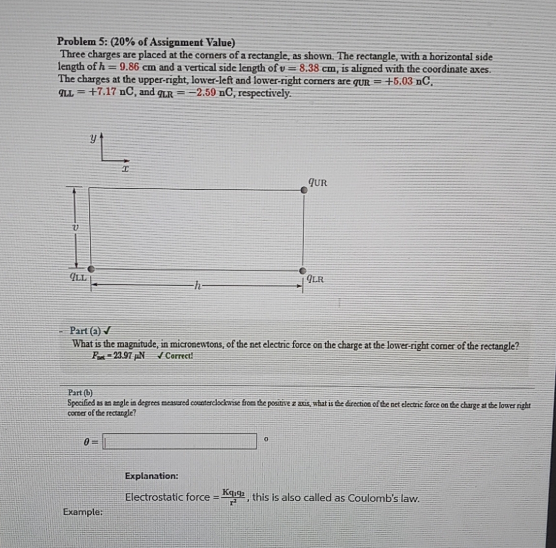 Solved Problem 5: ( 20% ﻿of Assigament Value)Three charges | Chegg.com
