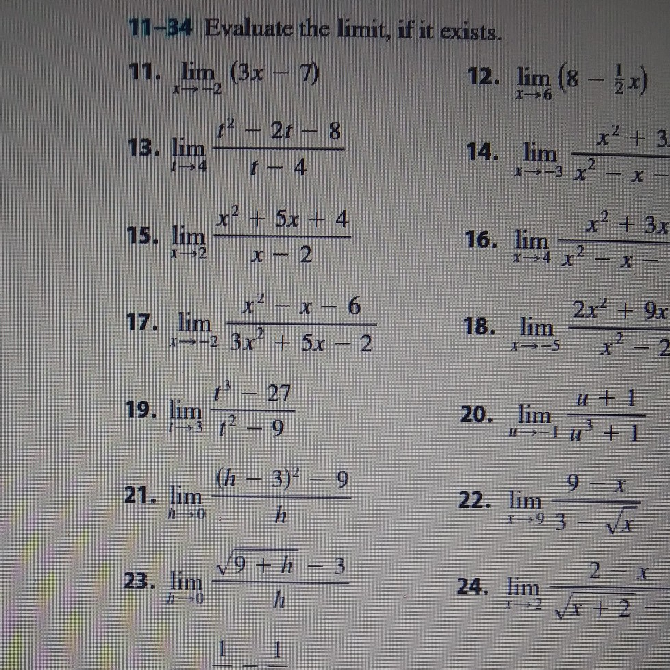 Solved 11-34 Evaluate the limit, if it exists. 11. lim (3x - | Chegg.com