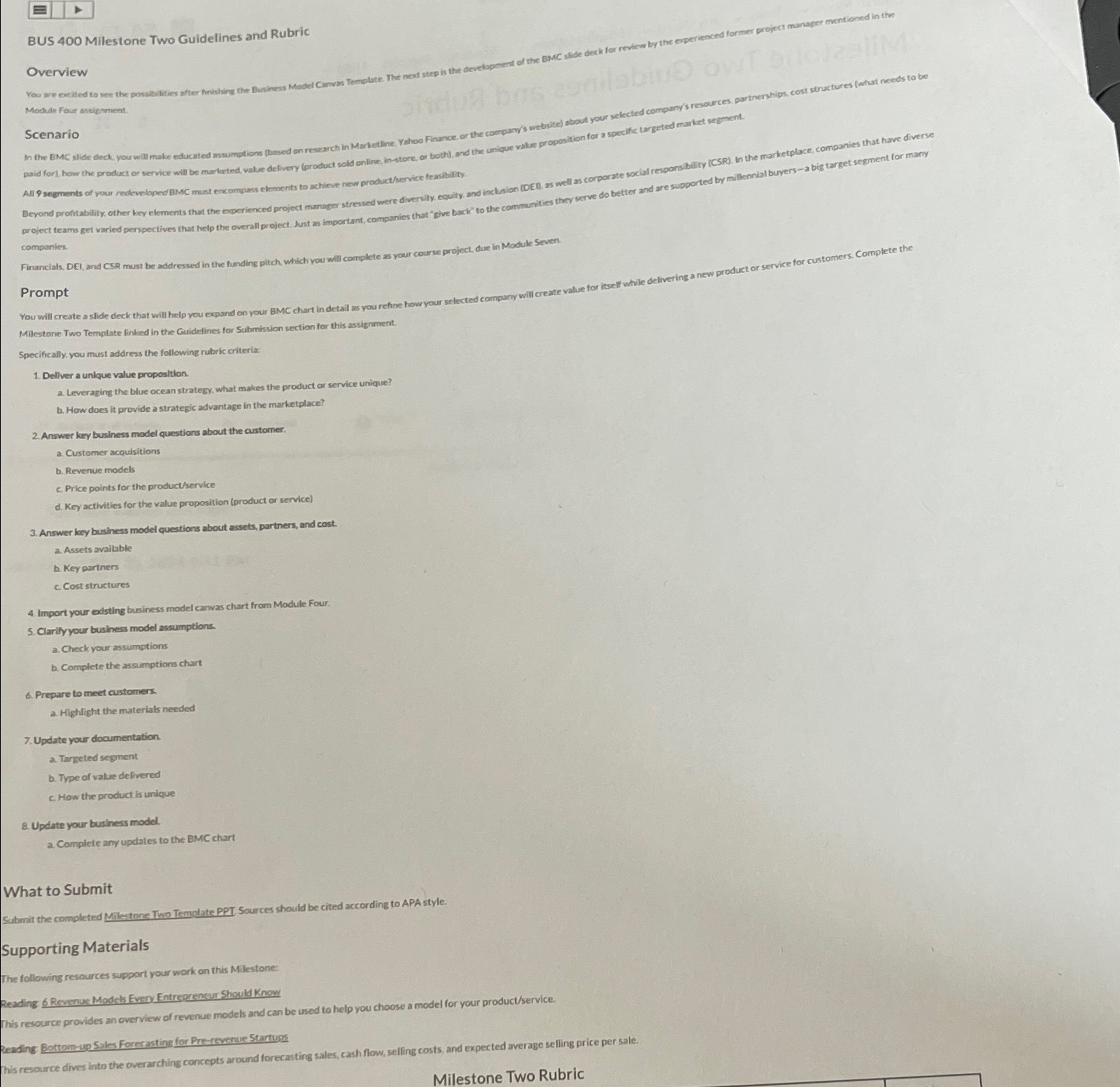 Solved BUS 400 ﻿Milestone Two Guidelines and RubricOverview | Chegg.com