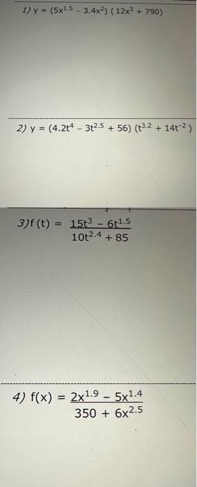 Solved Find derivative of each expression. Use correct | Chegg.com