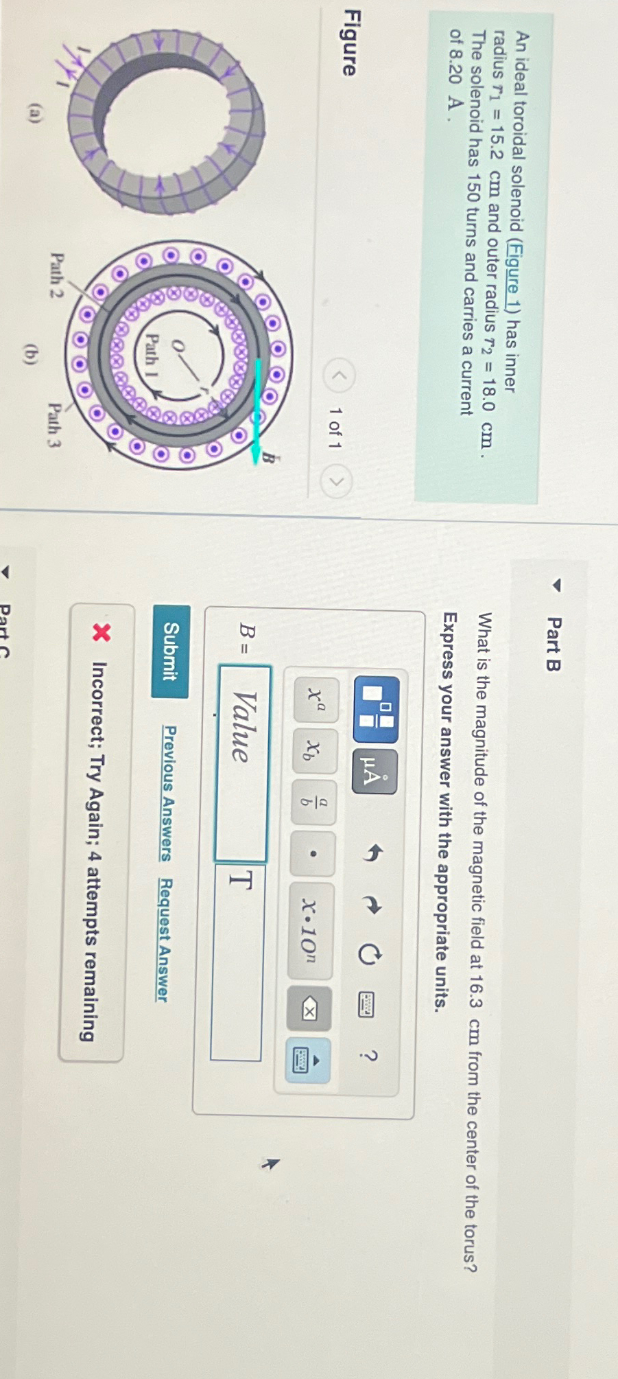 Solved An ideal toroidal solenoid (Figure 1) ﻿has inner | Chegg.com
