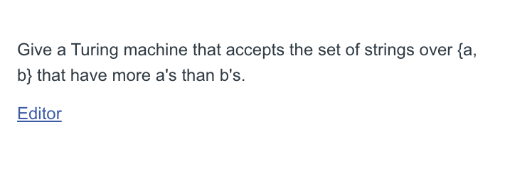 Solved Give a Turing machine that accepts the set of strings | Chegg.com