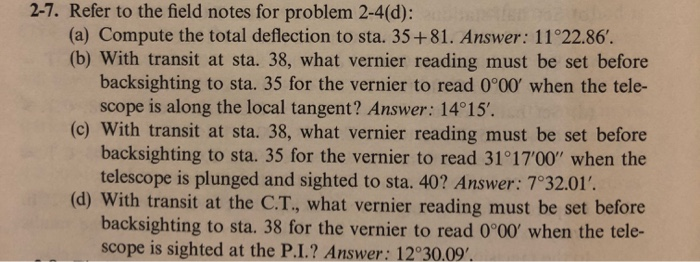 2-7. Refer to the field notes for problem 2-4(d): (a) | Chegg.com