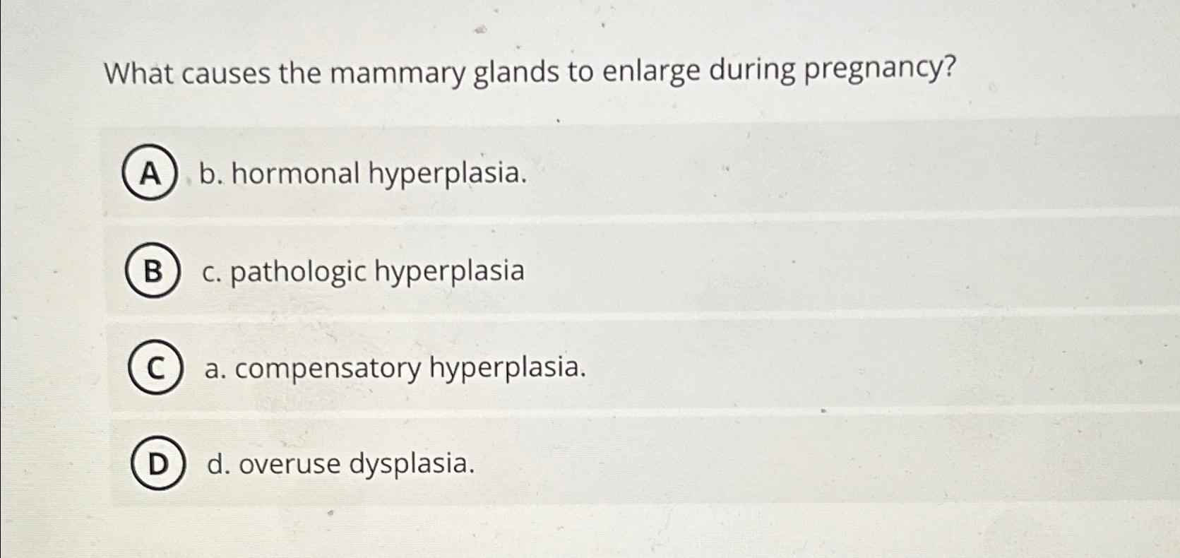Solved What causes the mammary glands to enlarge during | Chegg.com
