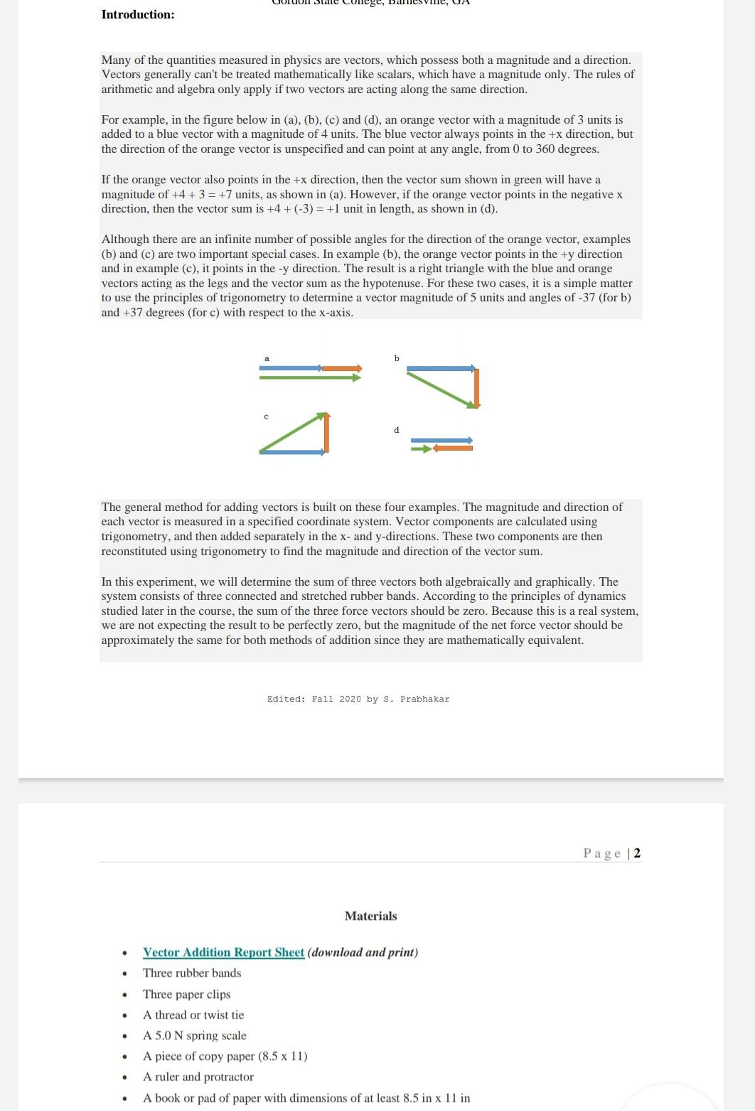 Solved Report Sheet Vector Addition Data: Graphical | Chegg.com