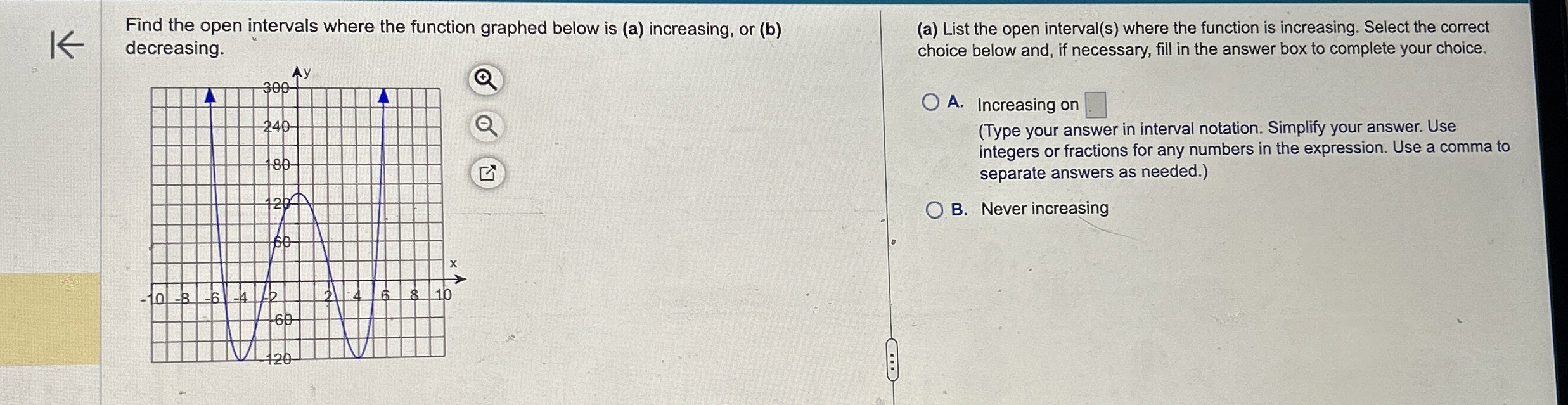 Solved Find the open intervals where the function graphed | Chegg.com