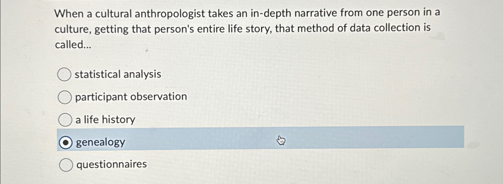 Solved When a cultural anthropologist takes an in-depth | Chegg.com