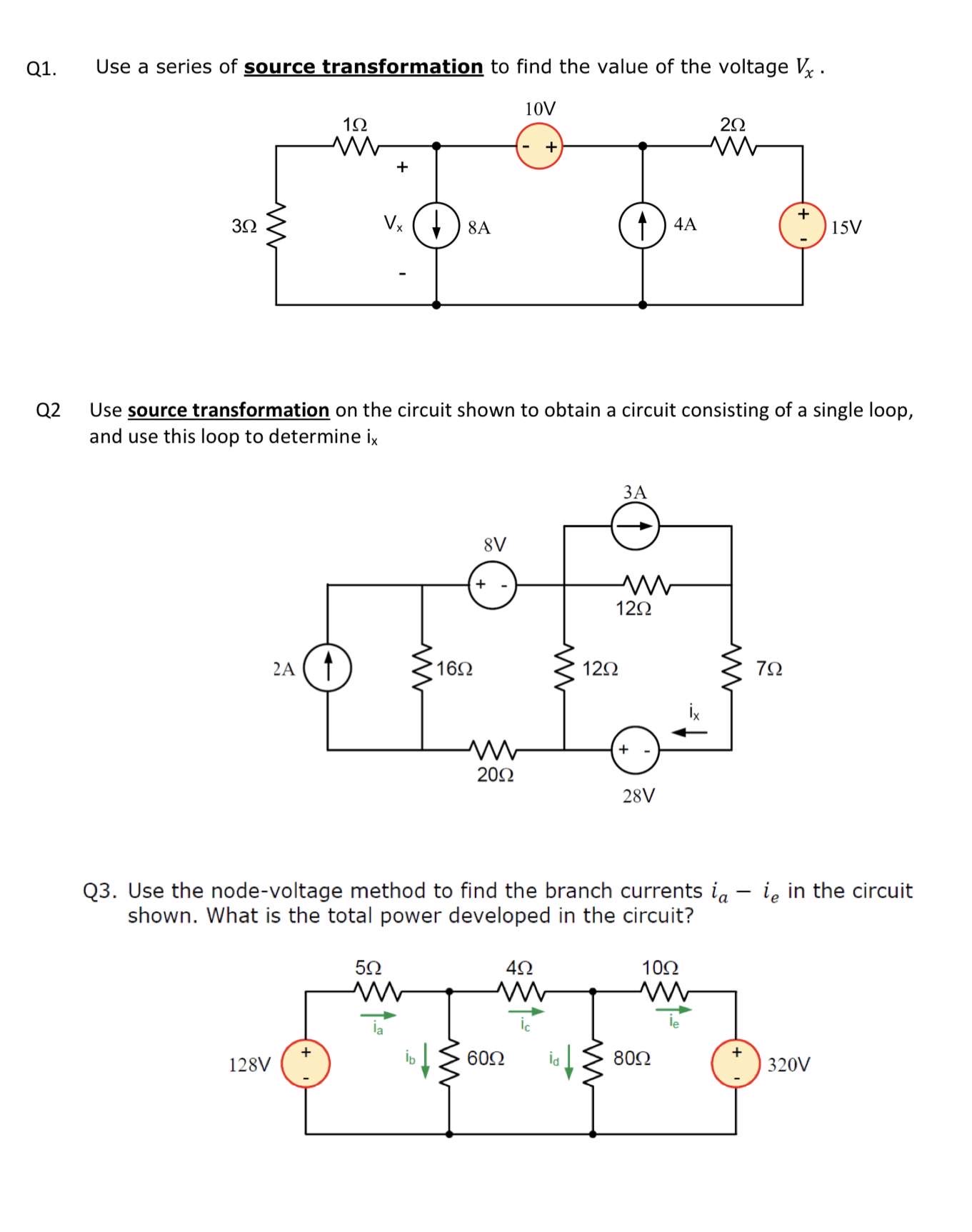 Solved Q1. ﻿Use a series of source transformation to find | Chegg.com