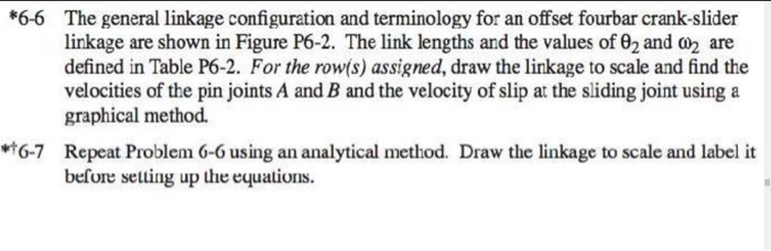 Solved *6-6 The general linkage configuration and | Chegg.com