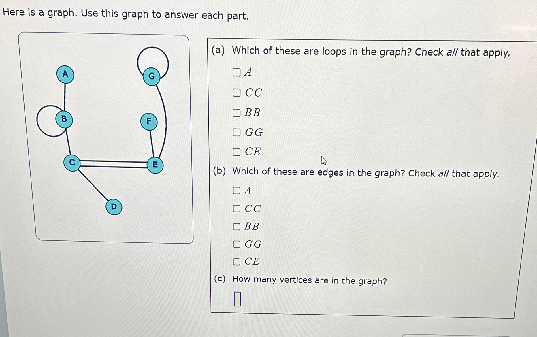 Solved Here is a graph. Use this graph to answer each | Chegg.com