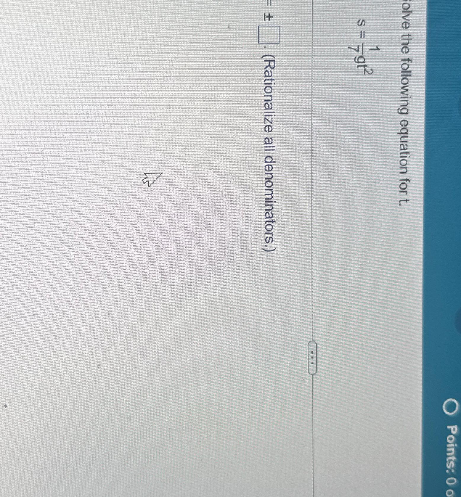 Solved Points: 0olve the following equation for | Chegg.com