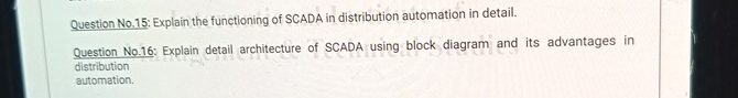 Solved Question No.15: a) ﻿Explain the functioning of SCADA | Chegg.com