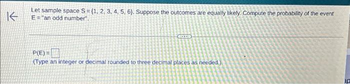 Solved K Let sample space S = (1, 2, 3, 4, 5, 6). Suppose | Chegg.com