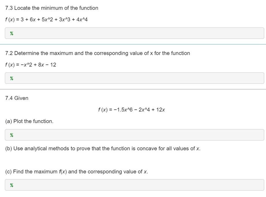 Solved 7.3 Locate the minimum of the function | Chegg.com