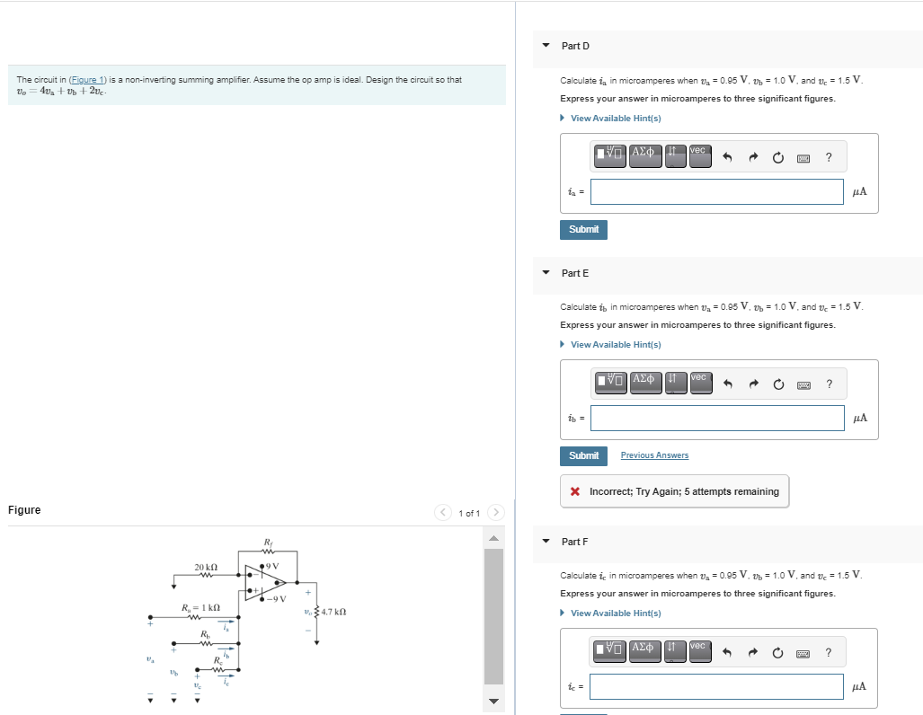Part DThe circuit in (Figure 1) ﻿is a non-inverting | Chegg.com