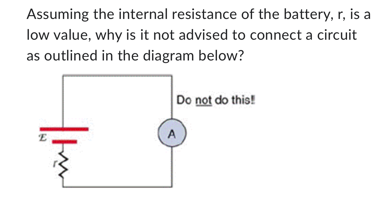 Solved Assuming the internal resistance of the battery, r, | Chegg.com