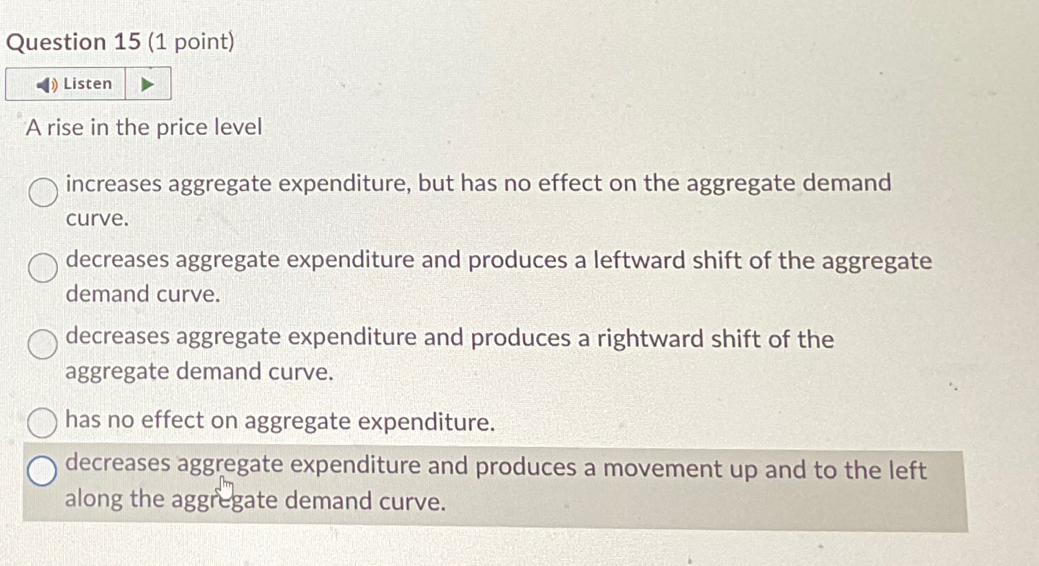 Solved Question 15 (1 ﻿point)A rise in the price | Chegg.com | Chegg.com