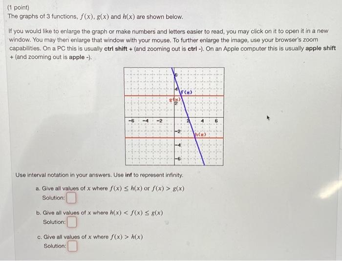 Solved The graphs of 3 functions, f(x),g(x) and h(x) are | Chegg.com