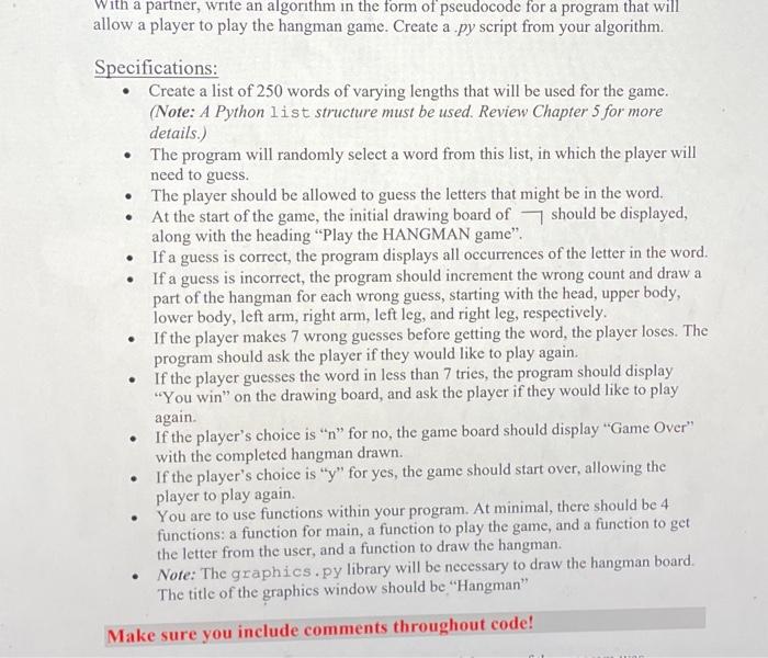 Solved With a partner, write an algorithm in the form of | Chegg.com